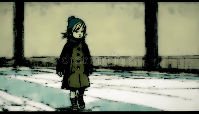 Sad Child in Focus, Made with Generative AI Stock Illustration ...