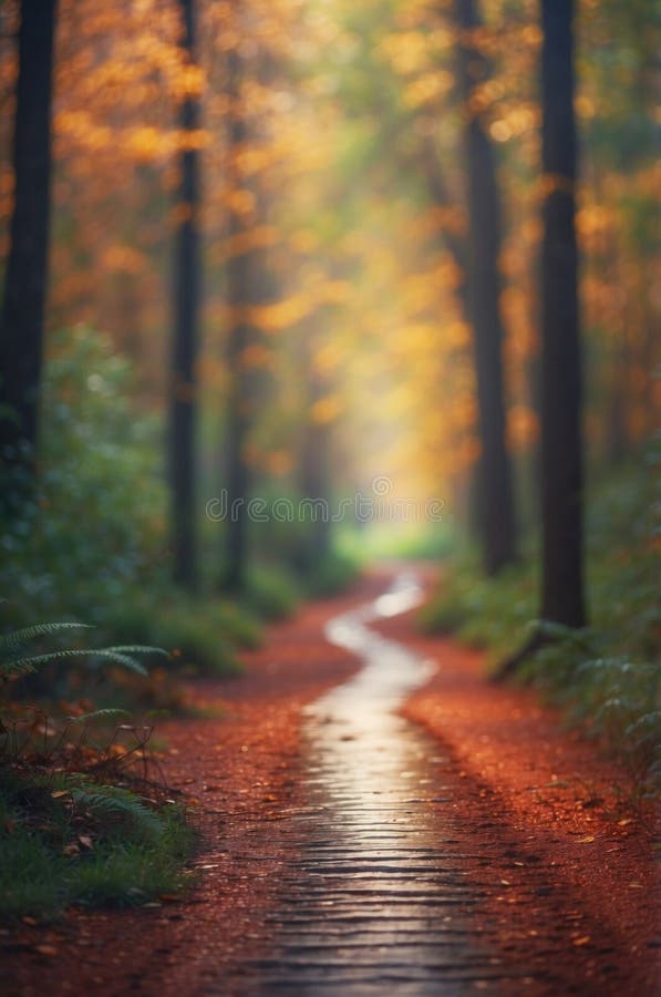 A Forest Path with a Stream of Water Running through it. Stock Photo ...