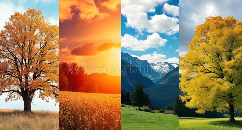 AI-Generated Four Seasons Collage – a Dynamic Seasonal Transition Stock ...