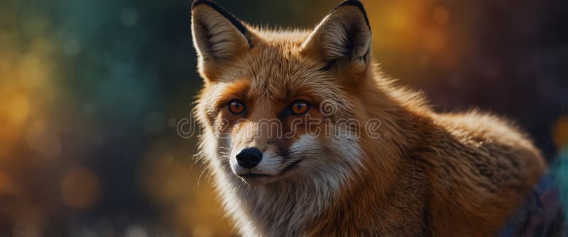 Fox in Front-facing, Colorful, Abstract Geometric Design. Stock ...