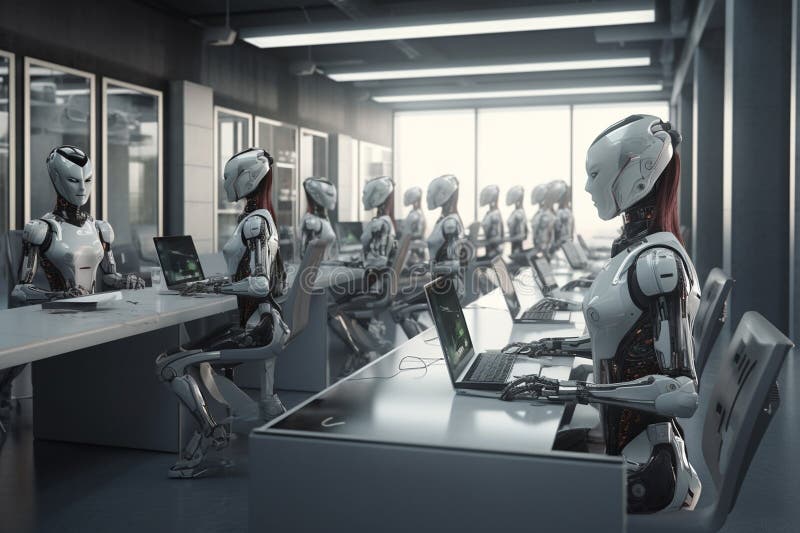 Humanoid Robot Working in Modern Smart Office, Future Technology ...