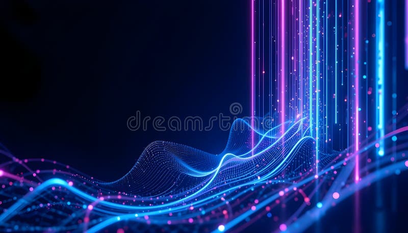 AI Generated Futuristic Abstract Data Visualization with Glowing Gradient Lines and Dots. Stock ...