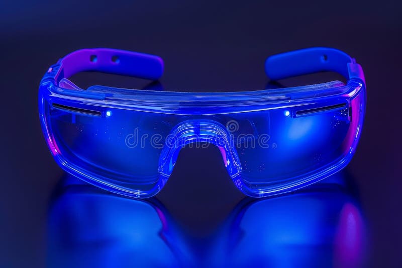 Futuristic AR Goggles with Blue Lighting, Emphasizing Advanced ...