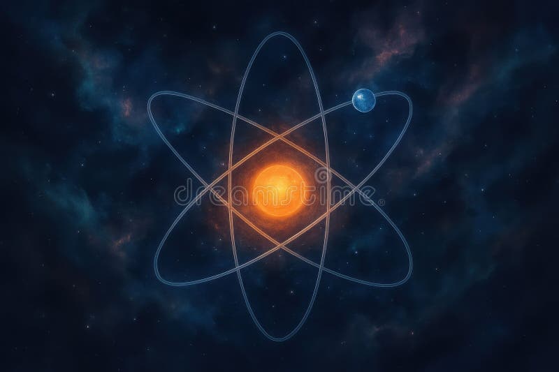AI-generated Futuristic Atomic Structures with Glowing Particles and ...