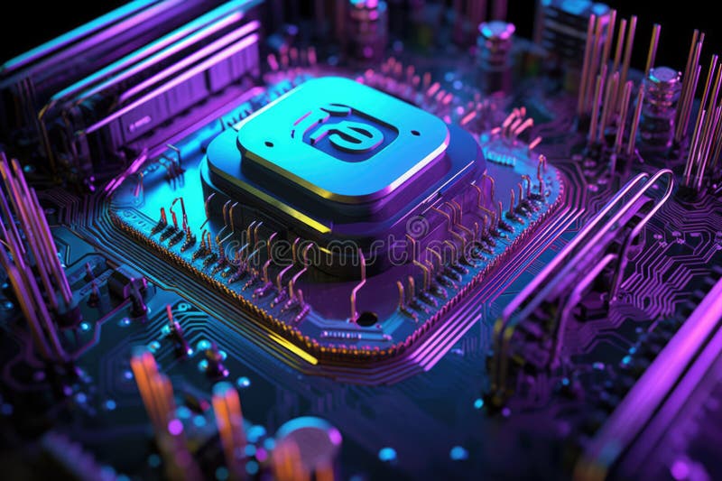 Computer Future Motherboard with Vibrant Colors and Modern Look Stock ...