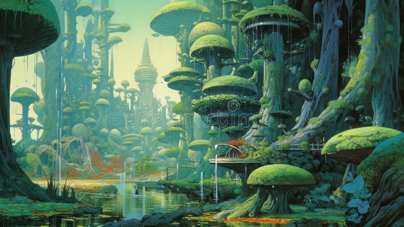 AI Generated Futuristic City with Lots of Trees and Greenery Stock ...