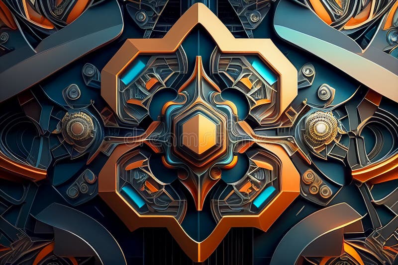 AI Generated Futuristic Design of Intricate Metallic Background Stock ...