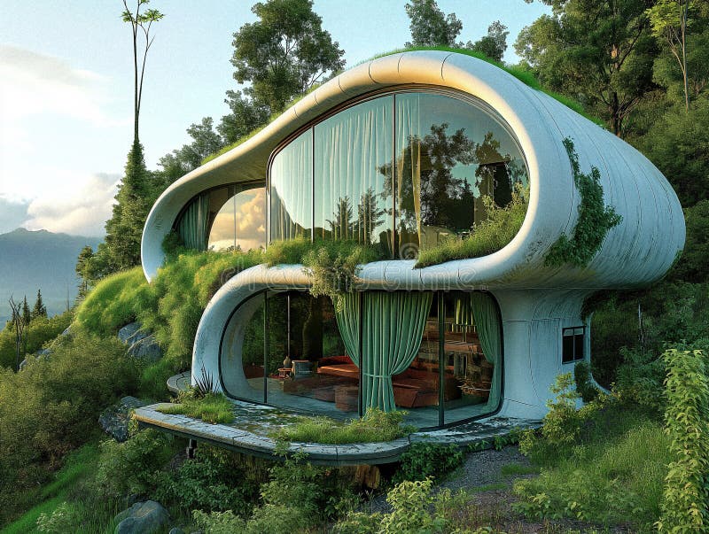 AI-Generated Futuristic Eco-Friendly House Stock Illustration ...
