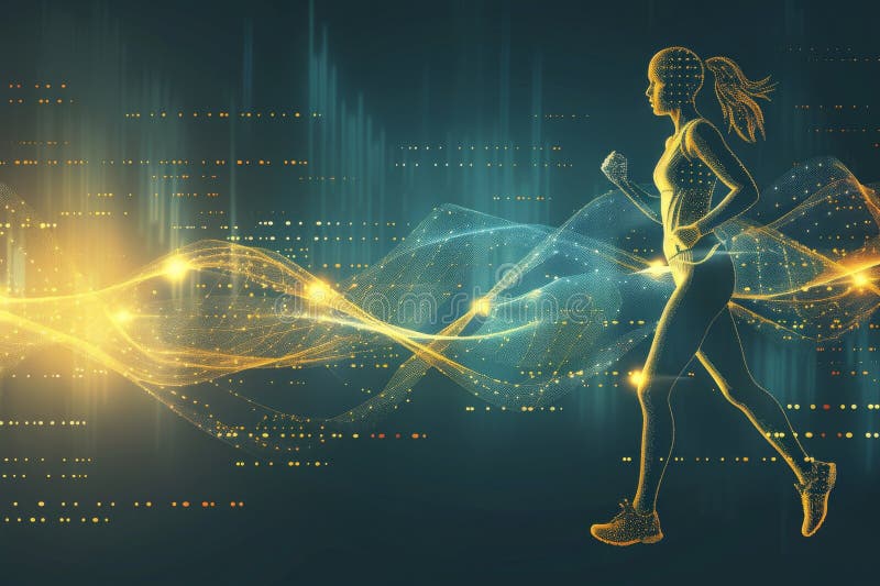 Futuristic Runner with Neon Light Trails, Symbolizing Speed, Energy ...