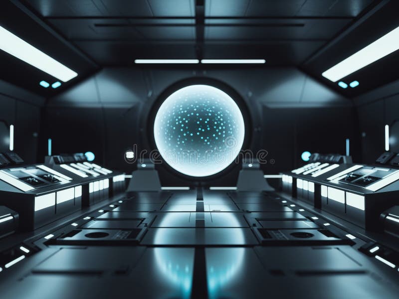 Futuristic Spaceship Control Room Central Data Sphere. Stock Image ...
