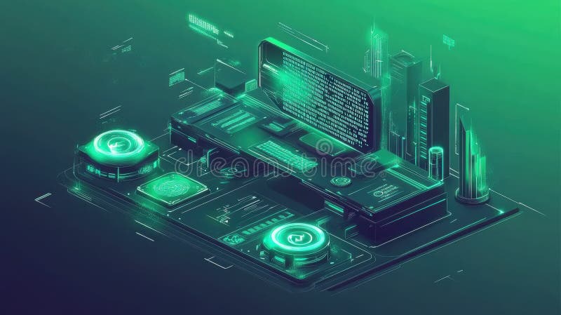 AI-Generated Futuristic Techscape Stock Illustration - Illustration of ...