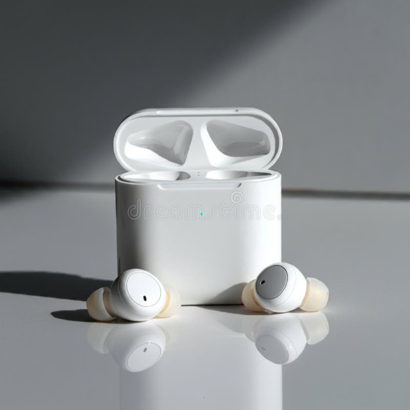 AI Generated Futuristic Transparent Earpods with Digital Interface and ...