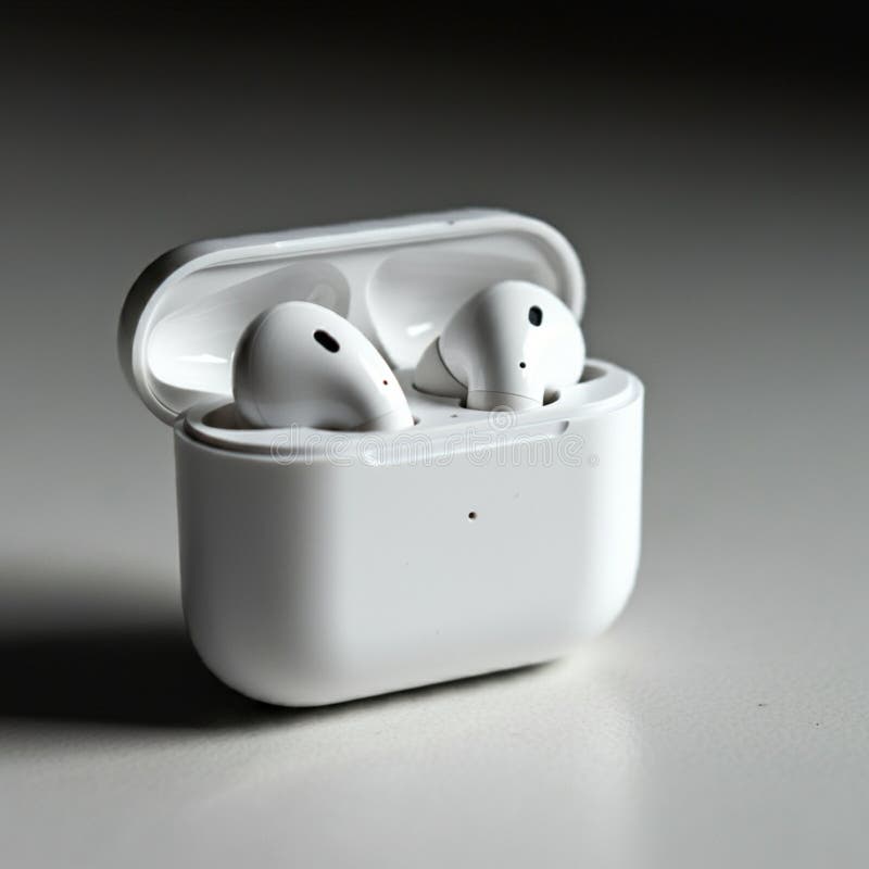 AI Generated Futuristic Transparent Earpods with Digital Interface and ...