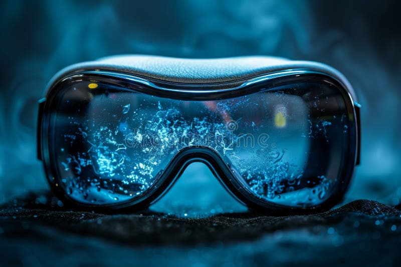 Futuristic VR Goggles with Water Droplets, Representing Immersive ...