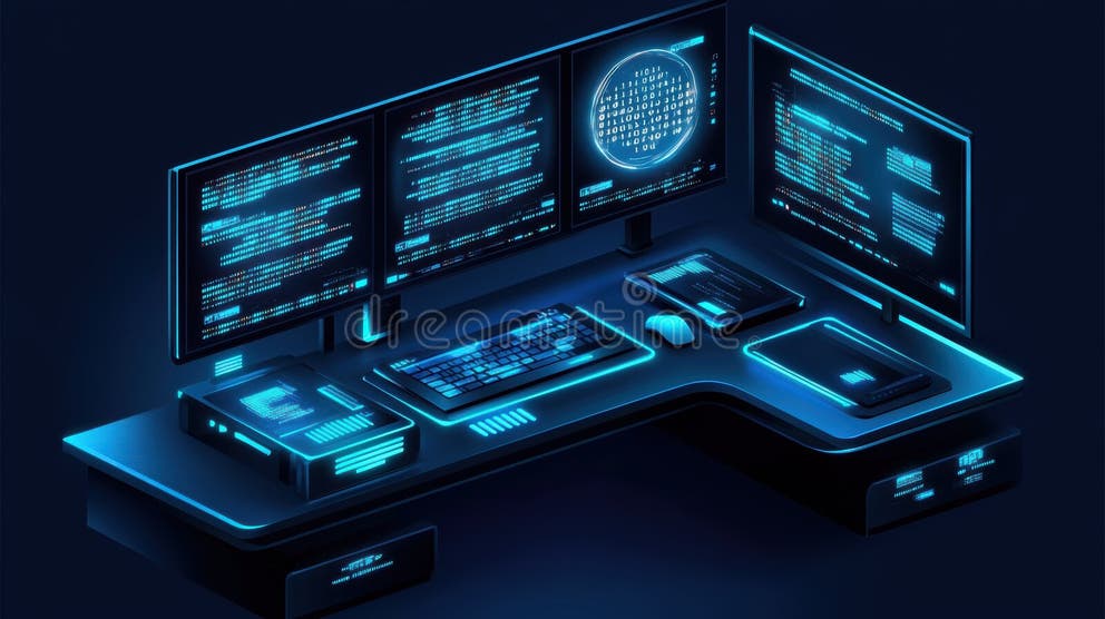 AI-Generated Futuristic Workstation Stock Illustration - Illustration ...
