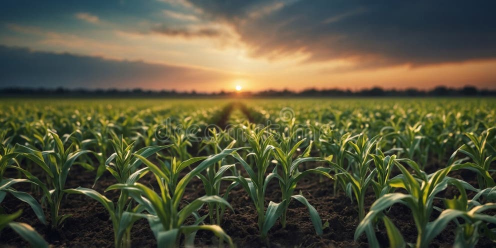 Genetic Engineering in Agriculture, Front View, Depicting Enhanced Crop ...