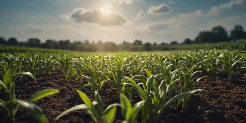 Genetic Engineering in Agriculture, Front View, Depicting Enhanced Crop ...