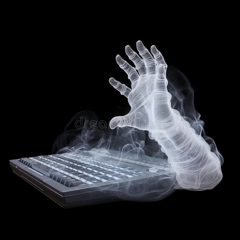 AI Generated Ghost Figure on Computer Keyboard Stock Illustration ...