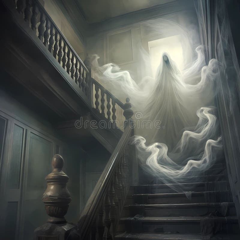 AI Generated Ghost on Stairs in a Mysterious Atmosphere Stock ...