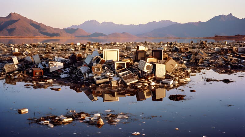 AI-Generated Gigantic Mountain of E-Waste Stock Illustration ...