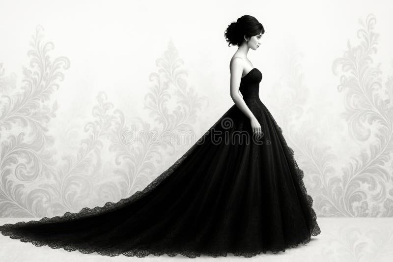 Girl in Long Goth Gown, AI Generated Stock Illustration - Illustration ...
