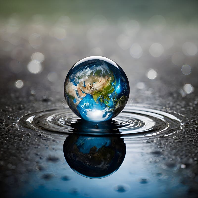 Glass Globe of Earth with Ripples and Reflections. Stock Illustration ...