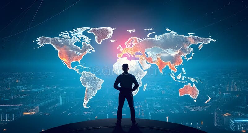 AI Generated Global Leadership Illustration of an Executive Overlooking ...