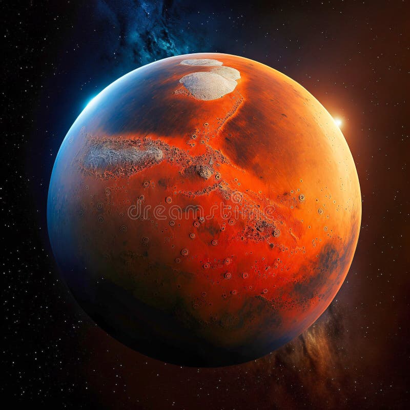 AI-Generated Global Spaceview: Blue and Orange Planet Stock ...