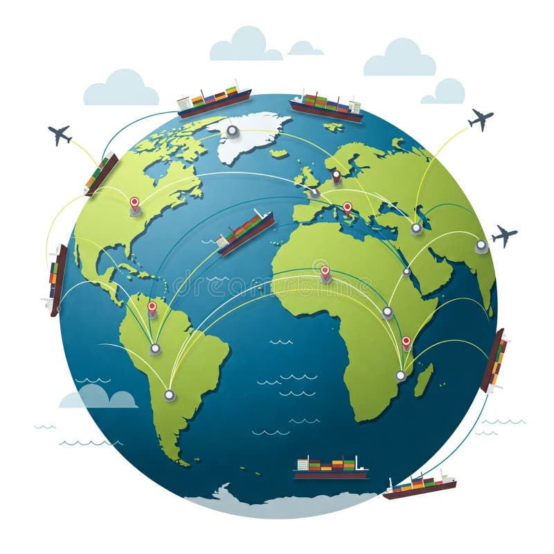 AI Generated Global Transportation Network on Earth Stock Illustration ...