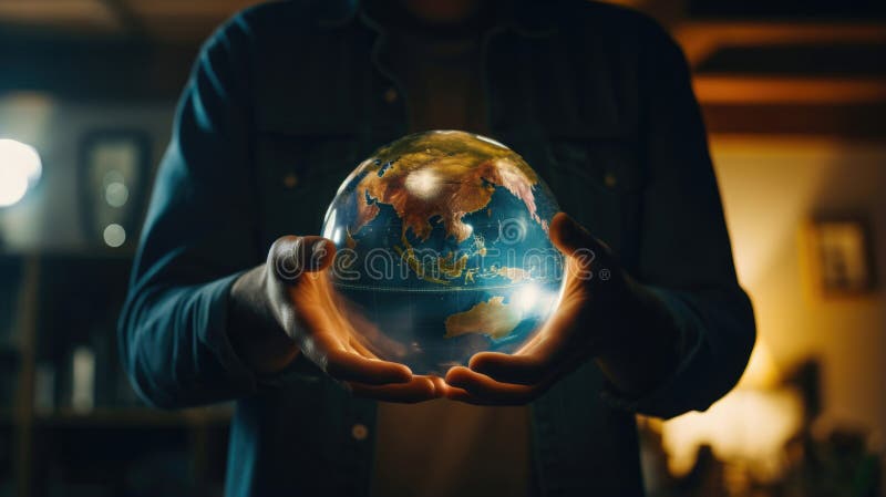 AI Generated Globe in Hands Curiosity and Wonder of World Exploration ...