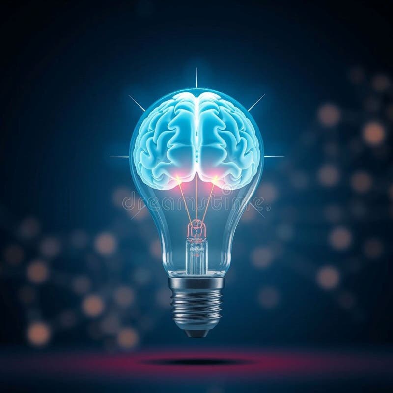 AI Generated Glowing Brain Shaped Light Bulb Representing Intelligence ...