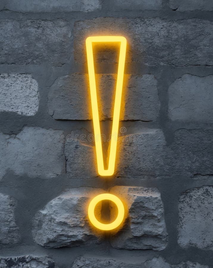 Glowing Exclamation Mark on Stone Wall Background. Stock Image - Image of wall, glowing: 369627089