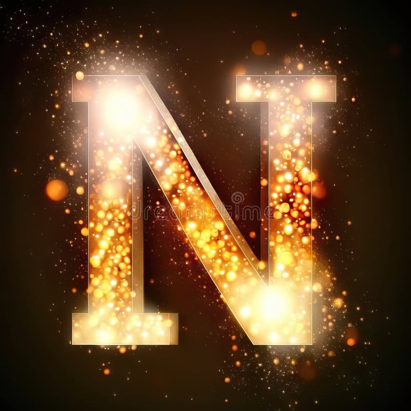 AI Generated Glowing Letter N on Bokeh Background Stock Illustration ...
