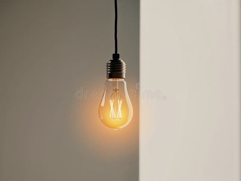 Glowing Light Bulb Representing a Bright Idea. Stock Image - Image of ...