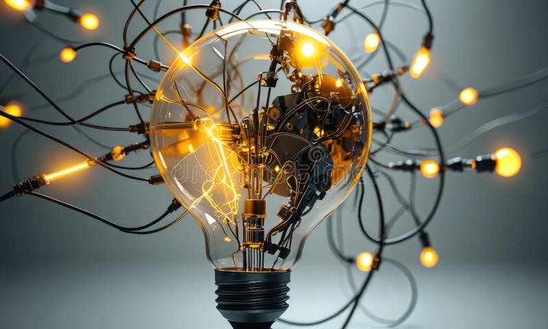 A Light Bulb with a Bunch of Wires Around it. Stock Illustration ...