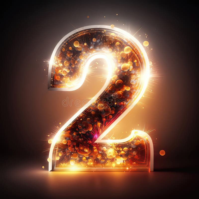 AI Generated Glowing Number 2, New Year Celebration Design Stock ...
