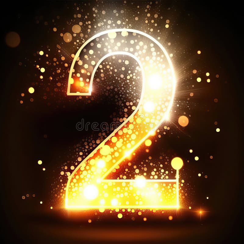 AI Generated Glowing Number 2, New Year Celebration Design Stock ...