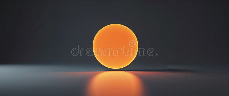 Glowing Orange Circle Illuminates a Dark Reflective Surface Stock Image ...