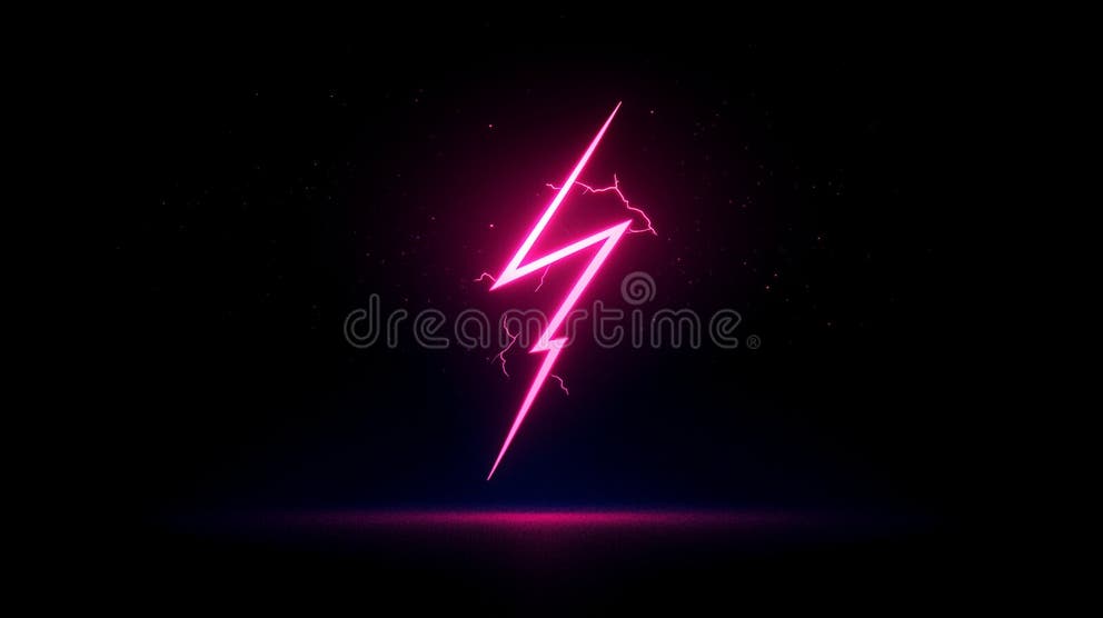 A Glowing Pink Lightning Bolt Design is Centered Against a Black ...