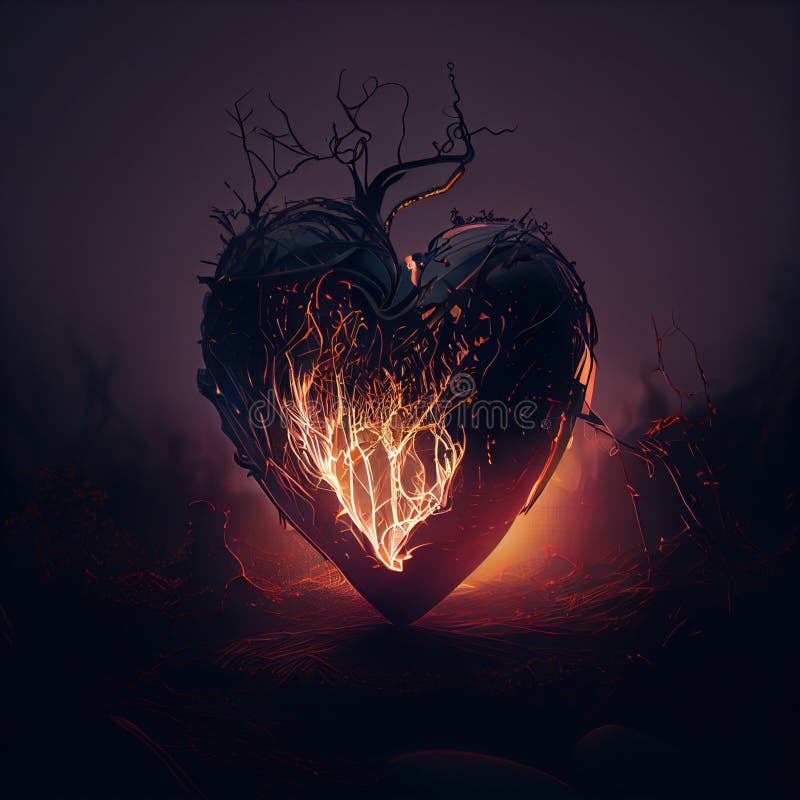 Glowing Heart in Ethereal Void, Made with Generative AI Stock ...