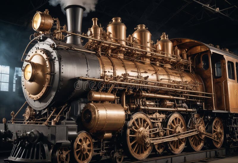 Glowing Steam Locomotive Engine with Transparent Casing Stock ...