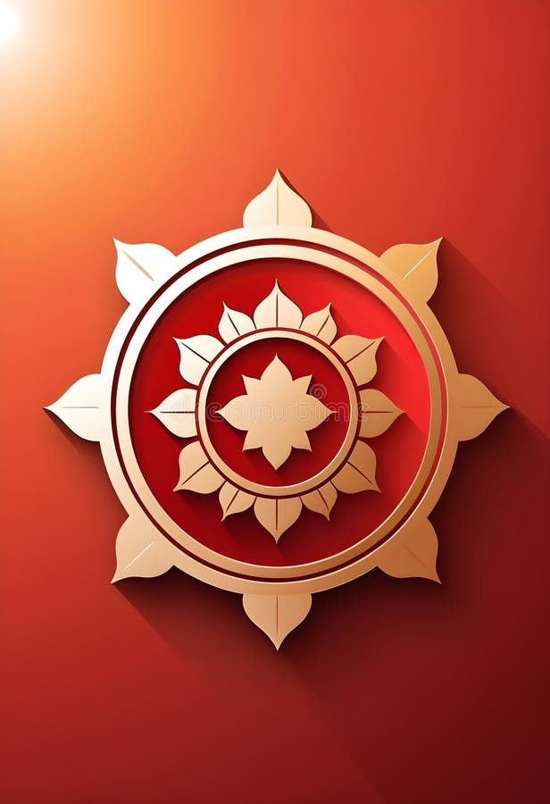 A Gold Ashoka Chakra Logo with a Red Circle on it Stock Vector ...