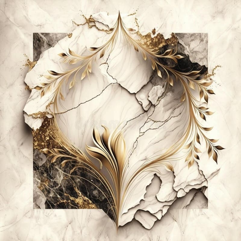 Gold and Beige Abstract Fluid Marble Design Stock Illustration ...