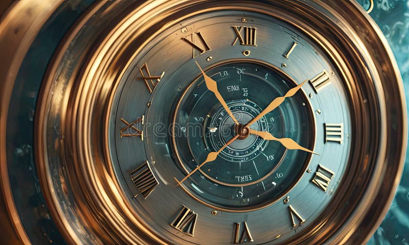 A Gold Clock with Roman Numerals on the Face. Stock Illustration ...