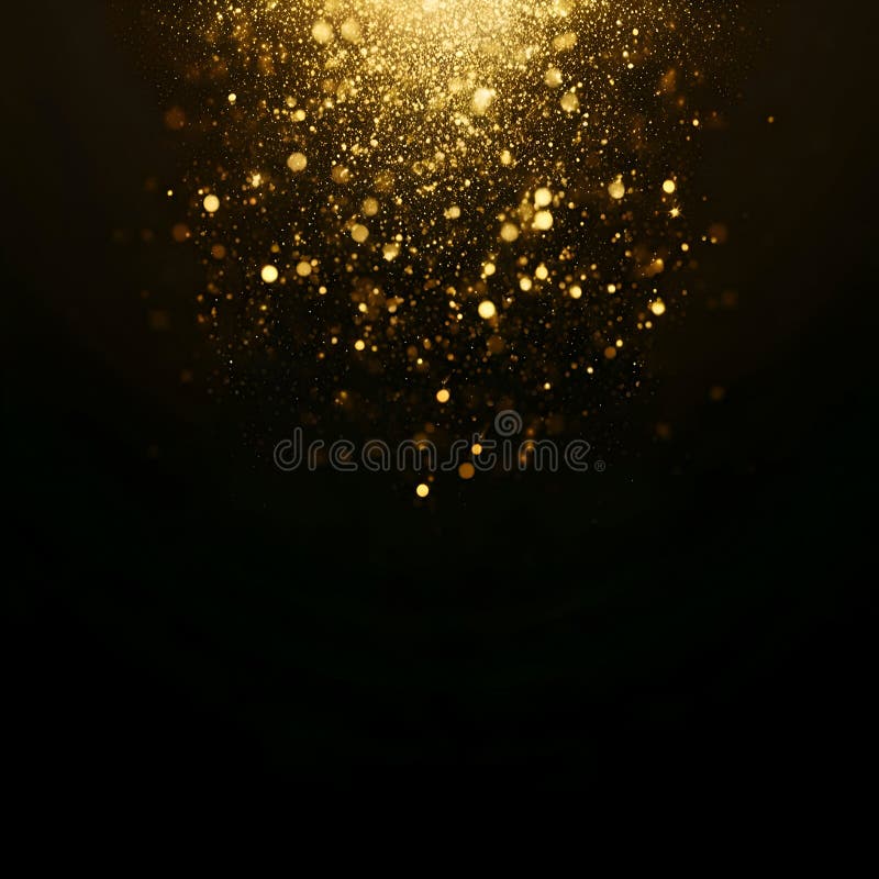 AI-Generated Gold Glitter Particles on a Black Background Stock ...