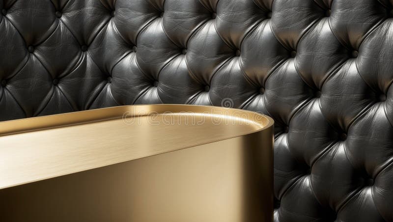 Gold Platform Podium with Tufted Leather Background. Stock Photo ...