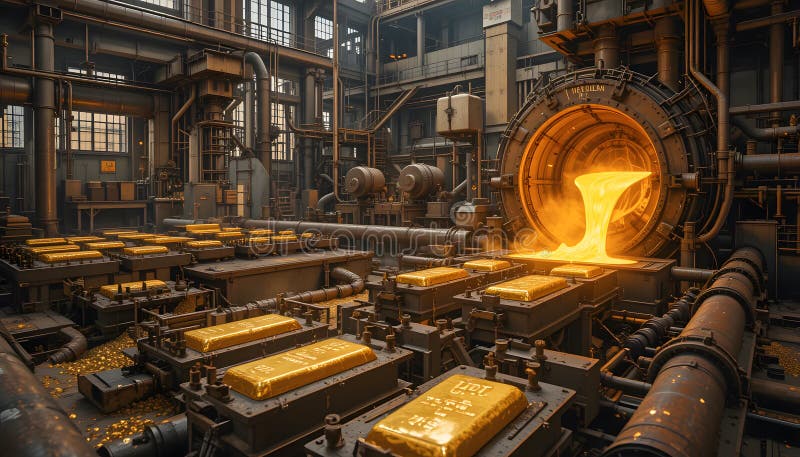 AI-Generated Gold Refinery stock illustration. Illustration of molten ...