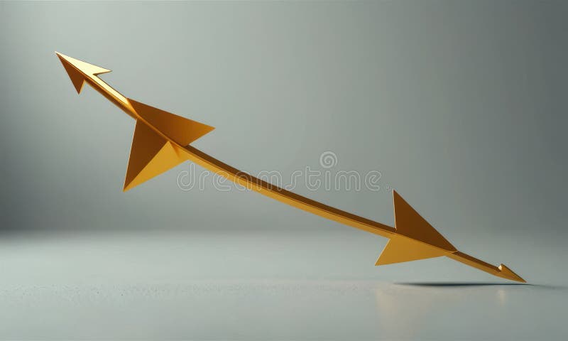 A Golden Arrow Pointing Up is Shown in a 3D Model. Stock Illustration ...