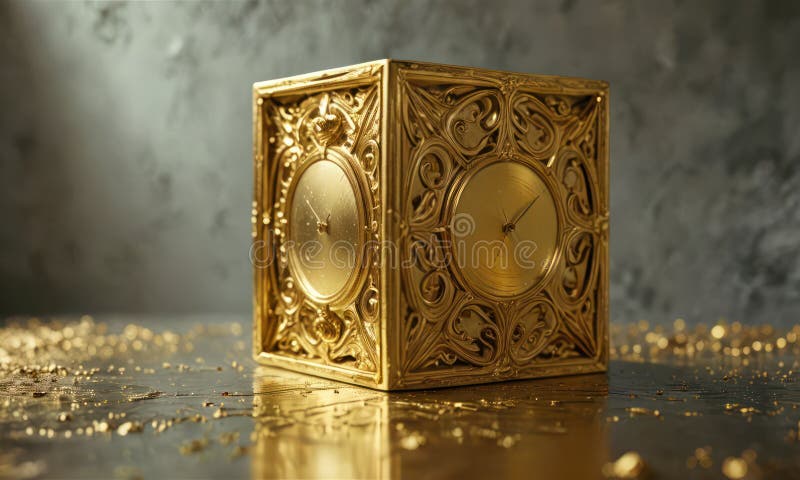 A Golden Box with Two Clocks on it. Stock Illustration - Illustration ...