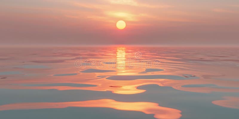 Golden Sunset Reflection on Tranquil Water Surface. Stock Image - Image of tranquil, mirror ...